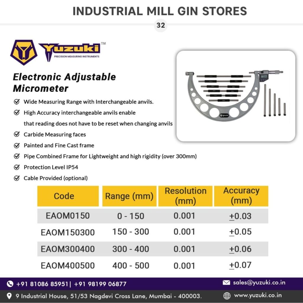 Buy Digital Adjustable Micrometer | YUZUKI® Electronic Outside Micrometer